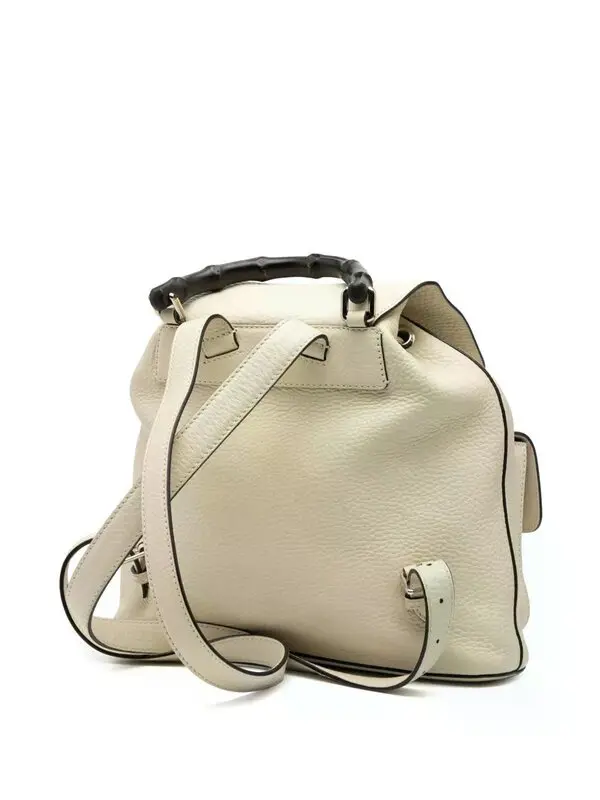 Gucci Leather Bamboo Tassel Backpack - White