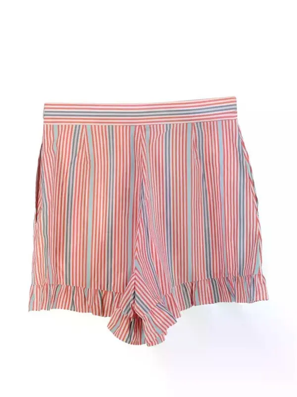 Chloé Striped Shorts With Ruffle Trim