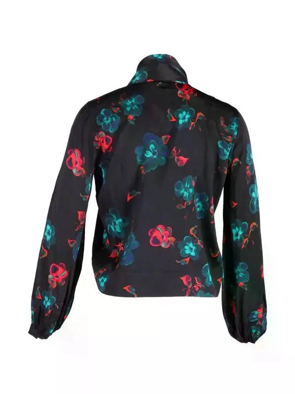 GANNI Floral-print Neck-tie Blouse