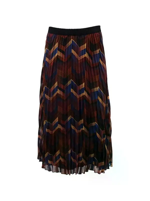 Ba&sh Zig-zag Print Pleated Skirt