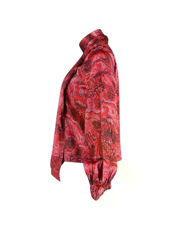 GANNI Snake-print Blouse With Tie Detail