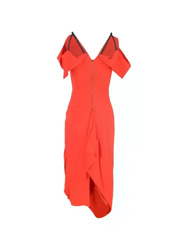 roland mouret asymmetrical midi dress Asymmetric Drape Crepe Dress Yellow – Roland Mouret main image 1