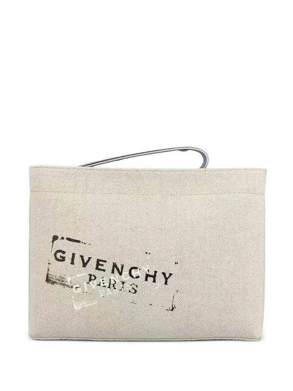 Givenchy Clutch Bag With Logo Print - Neutrals