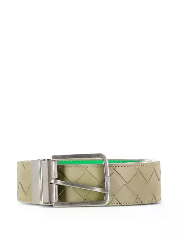 Bottega Veneta Intrecciato Leather Belt - Green
