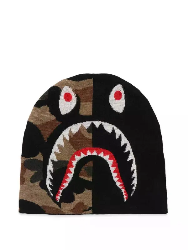 A BATHING APE Camouflage Shark Beanie