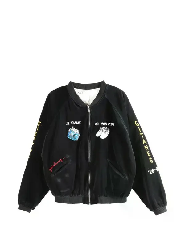 PALY HOLLYWOOD Embroidered Velvet Bomber Jacket