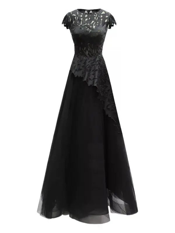 GEMY MAALOUF Floral-embroidered Dress - Black