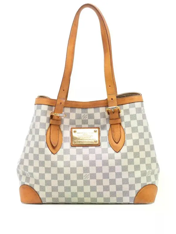 LOUIS VUITTON Damier Azur Hampstead Mm Tote Bag - White