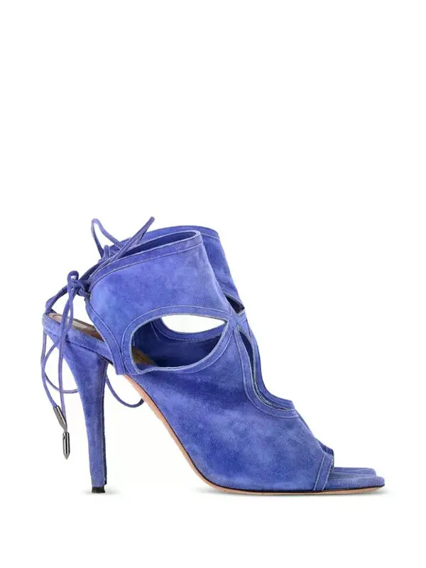 AQUAZZURA Cut-out Suede Heeled Sandals - Blue