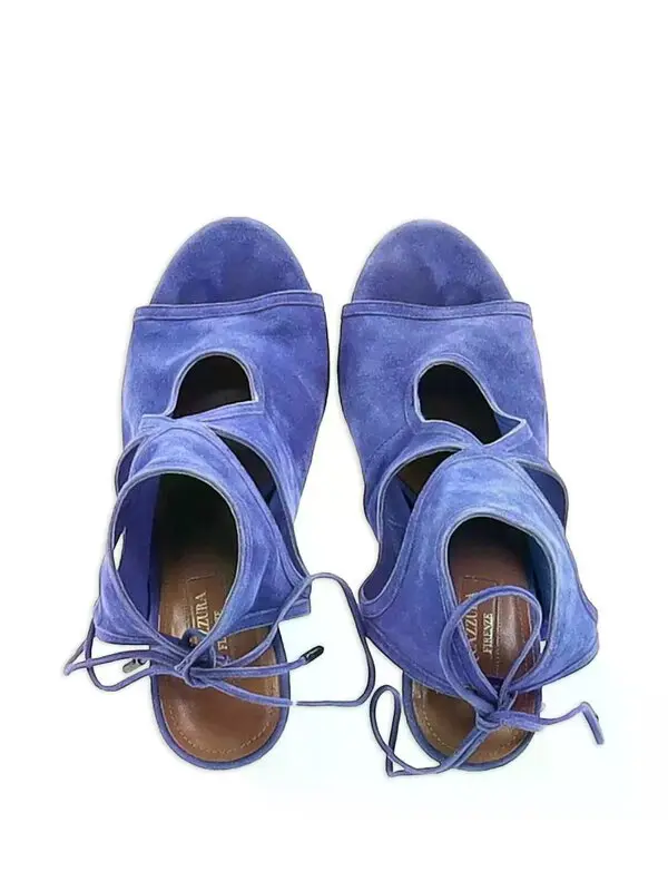 AQUAZZURA Cut-out Suede Heeled Sandals - Blue
