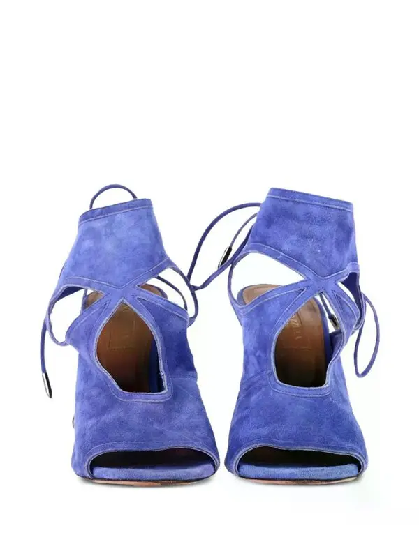 AQUAZZURA Cut-out Suede Heeled Sandals - Blue