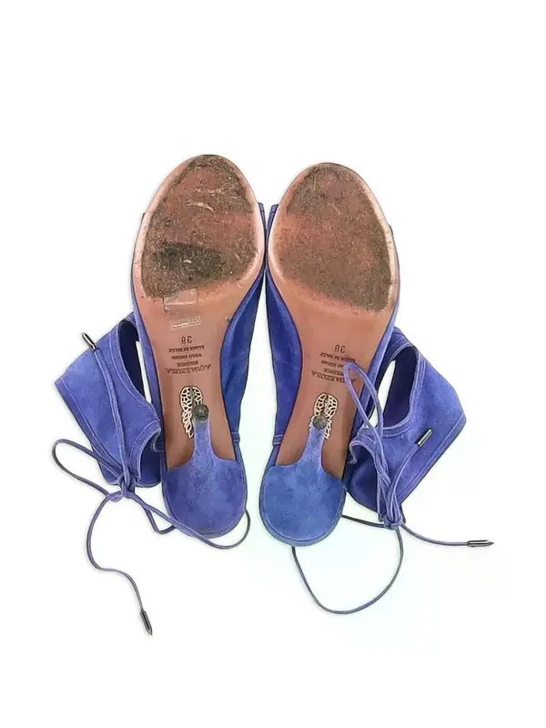AQUAZZURA Cut-out Suede Heeled Sandals - Blue