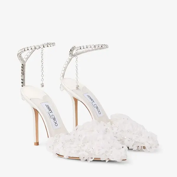 JIMMY CHOO Saeda 100 Mesh Pumps With Petal Embroidery