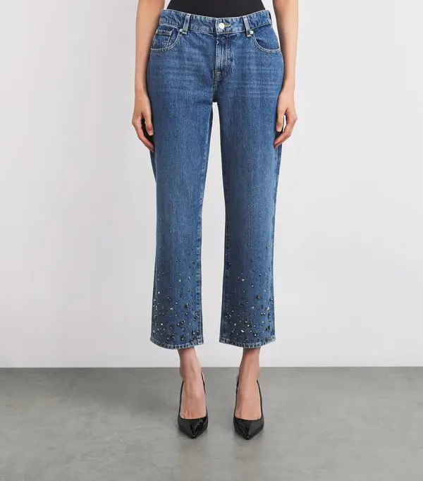 7 For All Mankind Embellished Callie Straight Jeans