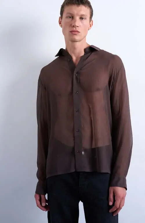 Topman Crinkle Texture Sheer Button-up Shirt