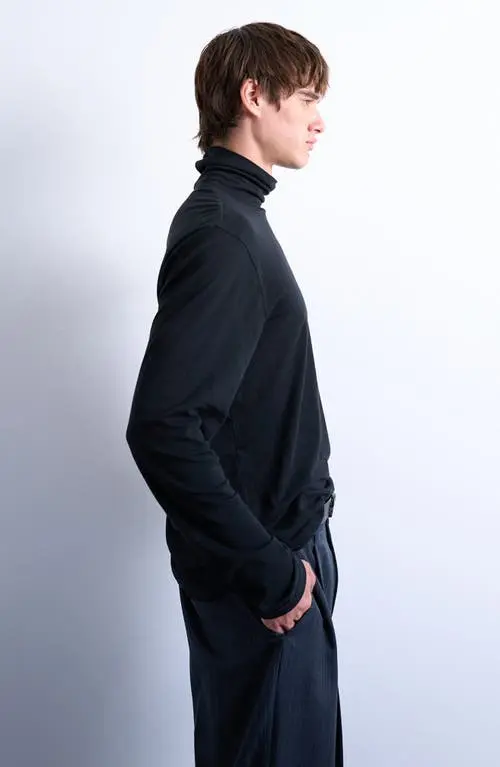Topman Turtleneck Long Sleeve Top - Black