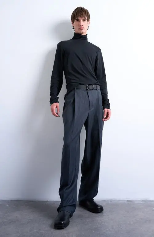 Topman Turtleneck Long Sleeve Top - Black