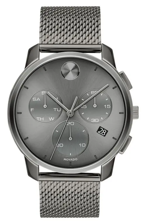 Movado Bold Chronograph Mesh Strap Watch - Gray