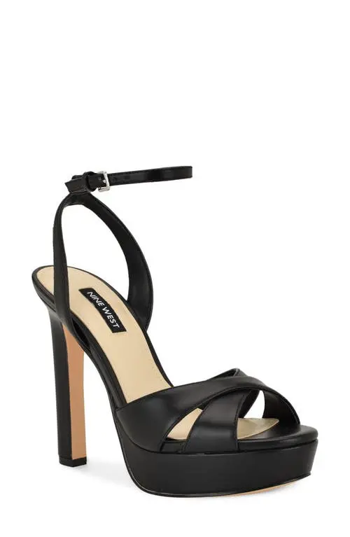 Nine West Ankle Strap Platform Sandal - Black