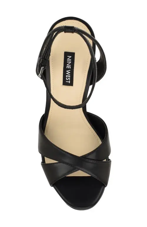 Nine West Ankle Strap Platform Sandal - Black