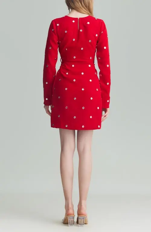 HOLICHIC Kaia Long Sleeve Minidress With Removable Drape Belt - Red