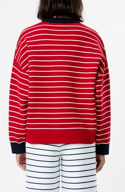 French Connection Marley Stripe Sweater - Crimson Red-white