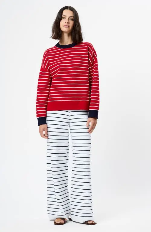 French Connection Marley Stripe Sweater - Crimson Red-white