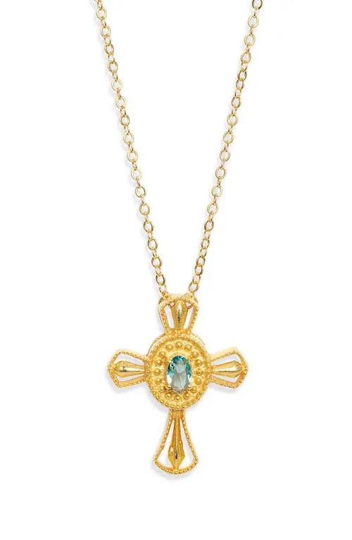 KIARA BY KI-ELE Carmel Sapphire Cross Pendant Necklace - Gold