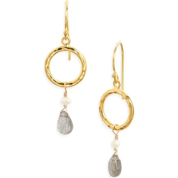 KIARA BY KI-ELE Chelsea Freshwater Pearl & Labradorite Drop Earrings - Gold/white