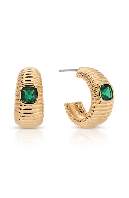 Ettika Ribbed Hoop Earrings - Green