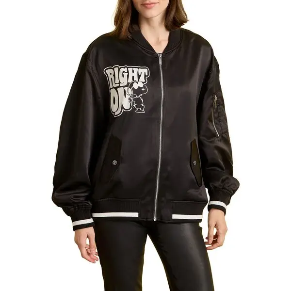 Sanctuary X Peanuts 75th Anniversary Satin Bomber Jacket