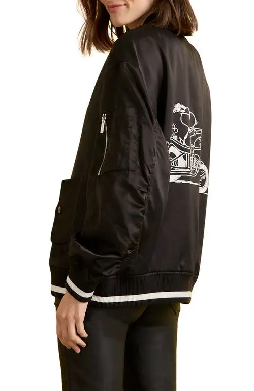 Sanctuary X Peanuts 75th Anniversary Satin Bomber Jacket
