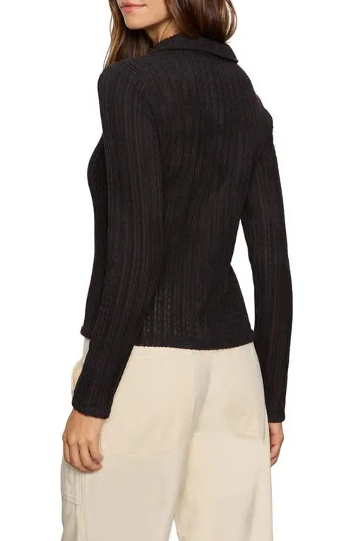 Sanctuary Textured Stripe Cotton Blend Knit Button-up Shirt