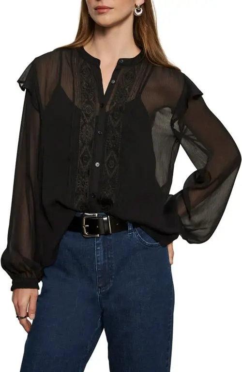 Sanctuary Nostalgia Ruffle Embroidered Top