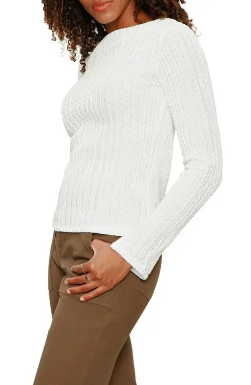 Sanctuary Ribbed Knit Boat Neck Top - Chalk White