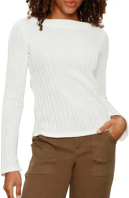 Sanctuary Ribbed Knit Boat Neck Top - Chalk White