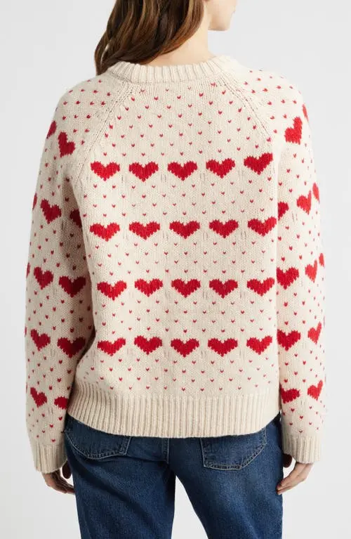 The Great. Intarsia Heart Wool Blend Sweater