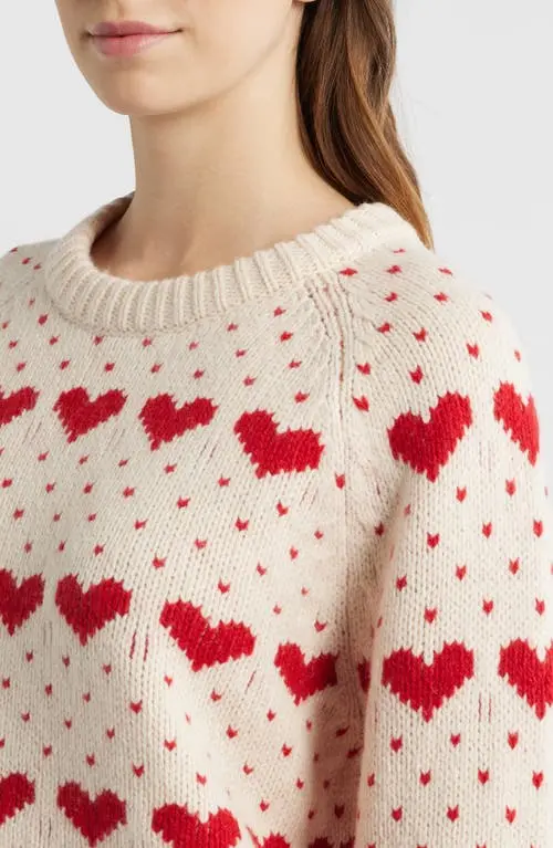 The Great. Intarsia Heart Wool Blend Sweater