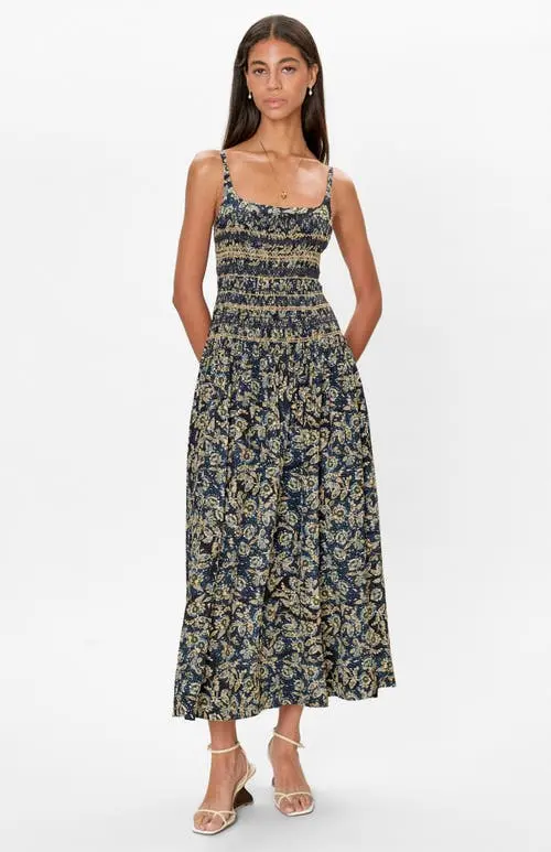 Rebecca Taylor Charlene Smocked Tea Length Dress