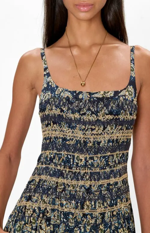 Rebecca Taylor Charlene Smocked Tea Length Dress