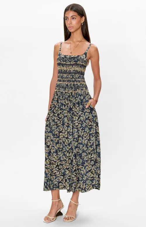 Rebecca Taylor Charlene Smocked Tea Length Dress