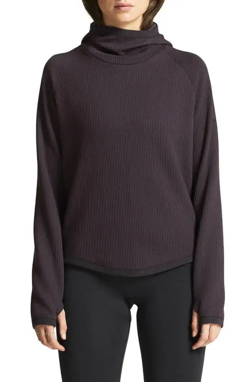 CRAFT Grid-textured Hoodie With Raglan Sleeves - Dark Plum