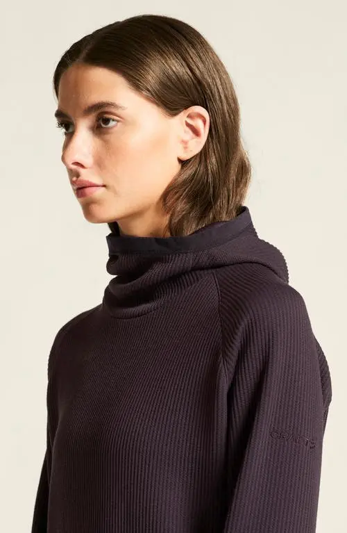 CRAFT Grid-textured Hoodie With Raglan Sleeves - Dark Plum