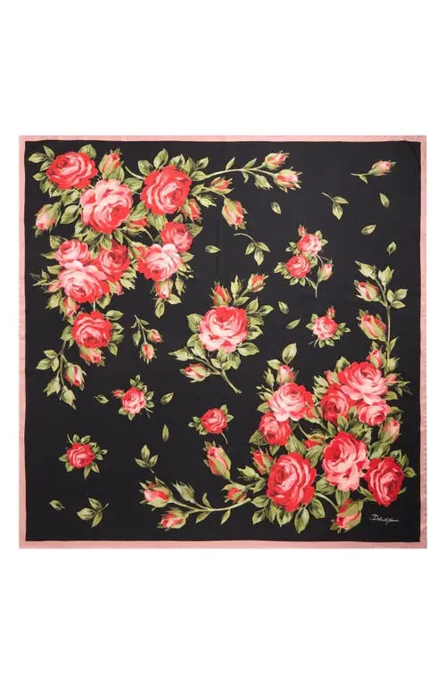 Dolce & Gabbana Floral Print Silk Scarf - Hn5zn Bouquet Rose F.nero