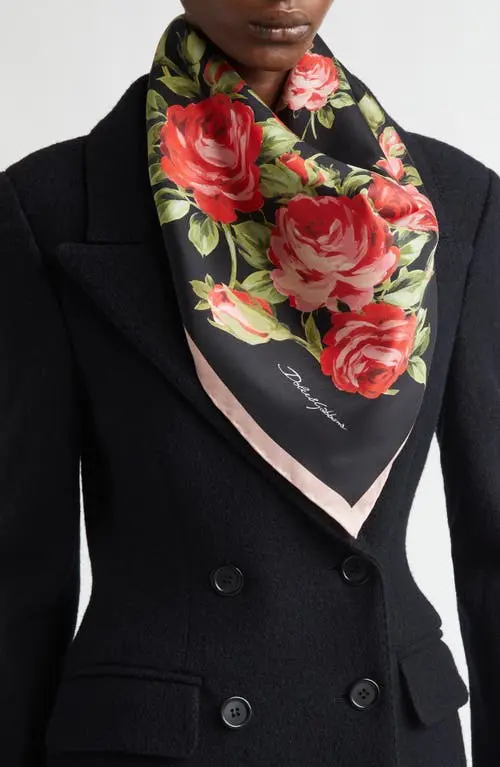 Dolce & Gabbana Floral Print Silk Scarf