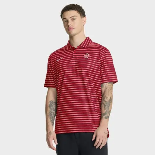 Nike Ohio State Buckeyes 2025 Coaches Premium Tour Stripe Dri-fit Polo - Scarlet