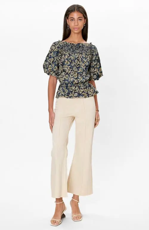 Rebecca Taylor Charlene Smocked Top - Navy Multi