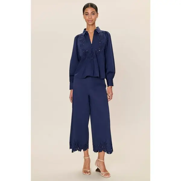 Rebecca Taylor Rachelle Cropped Culottes - Maritime Blue