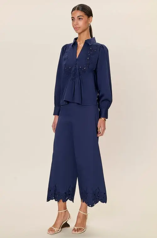Rebecca Taylor Rachelle Cropped Culottes - Maritime Blue