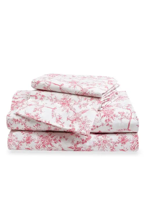 PETITE PLUME Timeless Toile Cotton Percale Sheet Set - Pink
